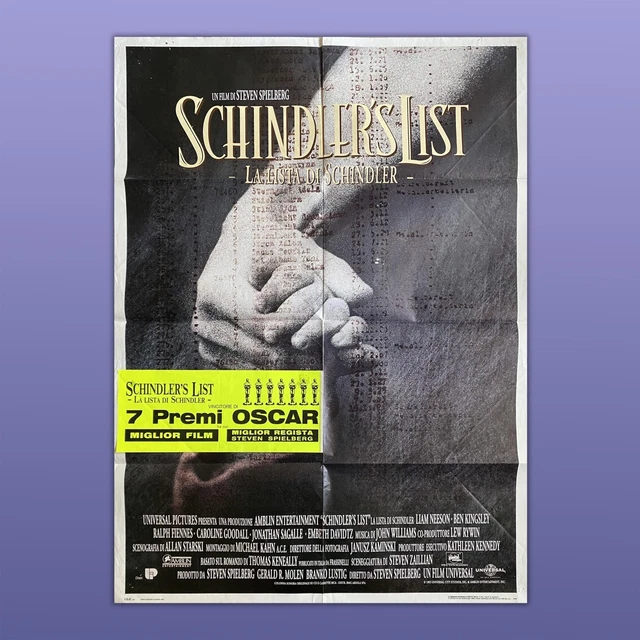 POSTER MANIFESTO 2F Schindler's List Steven Spielberg 1993 100X140 CM EUR 44,99 - PicClick IT