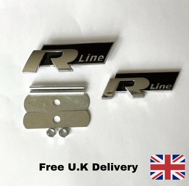 VW R LINE Grill Badge & Rear Badge Black - Golf Passat Tiguan Polo ...