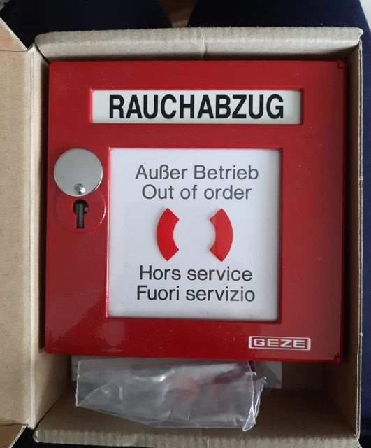 GEZE FEUERTASTER FT4/24V DC Rot Neu, Rauchabzug nach DIN 14655 EUR 95 ...