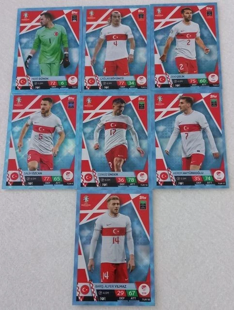 TOPPS MATCH ATTAX Uefa Euro 2024 - Bundle 7 Blue Crystal Parallel Cards ...