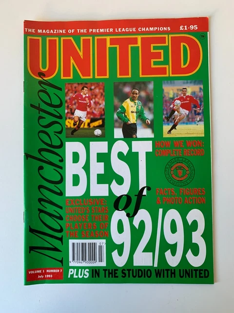 MANCHESTER UNITED OFFICIAL MAGAZINE Vol 1 No 7 July 1993 FOOTBALL ...
