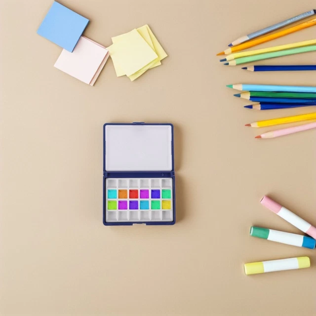 WATERCOLOR PAINT TRAY with Lid: 24-Slots Mini Mixing Palette for Water ...