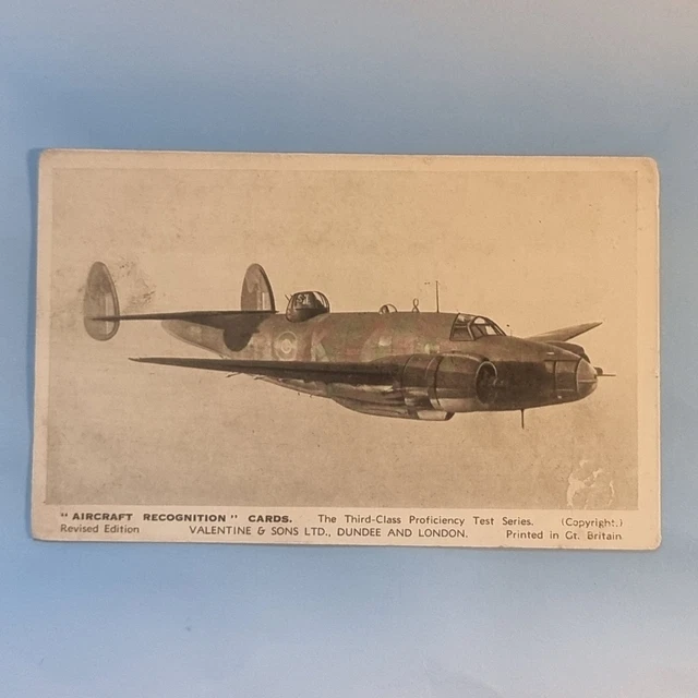 WW2 AIRCRAFT RECOGNITION Postcard C1940 RAF Lockheed Vega Ventura ...