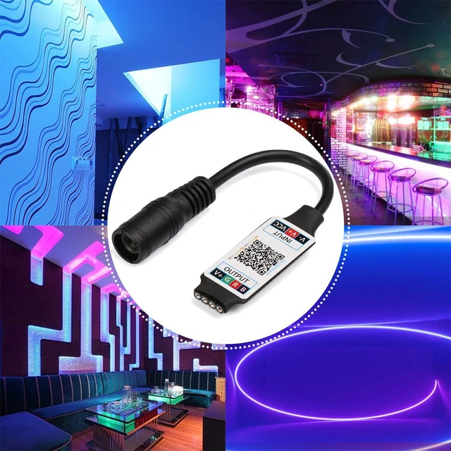 4PIN CONNECTOR SMART DC 5-24V LED Light Strip RGB Controller Bluetooth ...