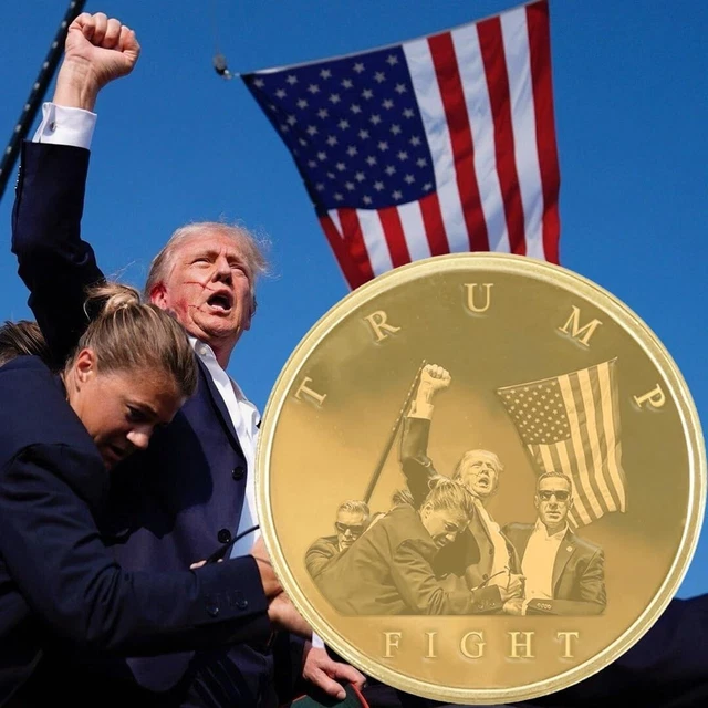 DONALD TRUMP ASSASSINATION Gold Coin JD Vance USA Flag President FIGHT ...