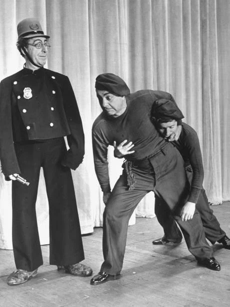 COMEDIAN ED WYNN performing in a scene from the play Boys a- 1940s Old ...
