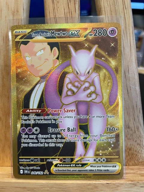 TEAM ROCKET'S MEWTWO ex 240/182 Destined Rivals Pokemon Gold Hyper Rare ...