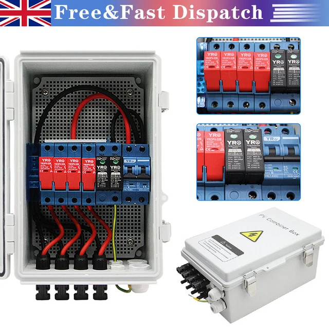 1000V DC SOLAR PV Combiner Box Connection Box 4Strings Circuit Breaker ...