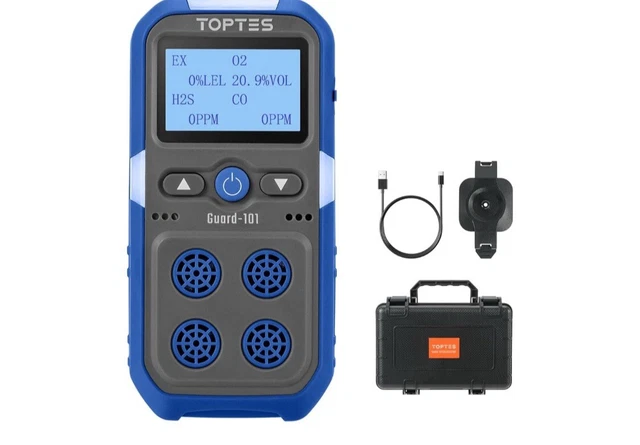 TOPTES GUARD-101 4 Gas Monitor Multi Gas Detector for H2S, CO, LEL and ...