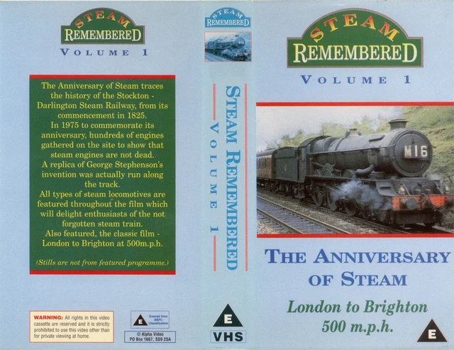 STEAM REMEMBERED VOLUME 1 Vhs Video Tape With Dvd Video & Art £10.95 ...