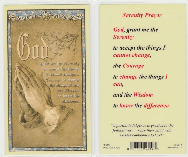 +(LAMINATED/HOLY CARD-&SERENITY PRAYER& ...God Grant Me... {Holy Card ...