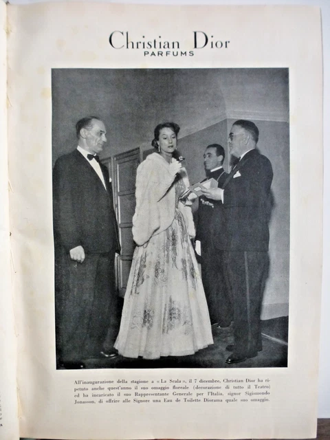 ADVERTISING 1/1952 CHRISTIAN DIOR PARFUMS Alla Scala offered DIORAMA to ...