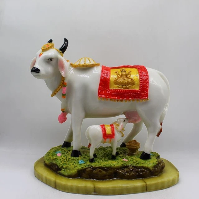 KAMDHENU VACHE GAU Mata, statue de vache Nandi dieu hindou pour décoration intérieure blanc EUR ...