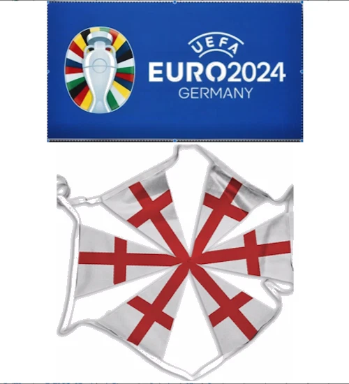 10 METRE'S EURO 2024 England 20 XL Football Flags Party Bunting Speedy ...