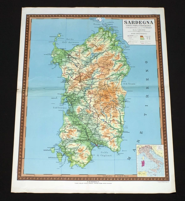 SARDINIA G.B. PARAVIA & C. poster poster map map geographical map Italy ...