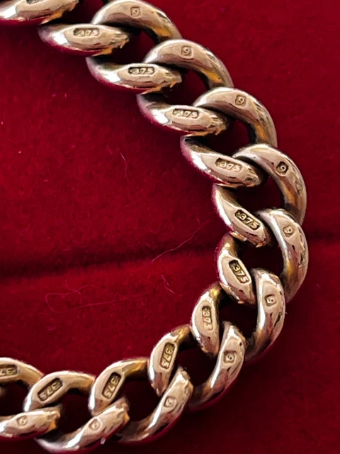9CT ROSE SOLID Gold Curb Chain Charm Bracelet with Heart Padlock ...