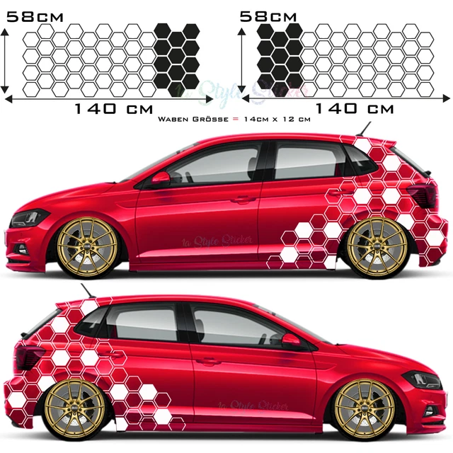 AUTO AUFKLEBER SEITENAUFKLEBER Hexagon Motiv Car Tattoo Dekor New 2er ...