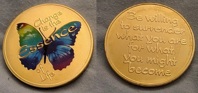 BUTTERFLY GOLD COIN Motivational Speech Colour Grow Lucky Wise Words ...
