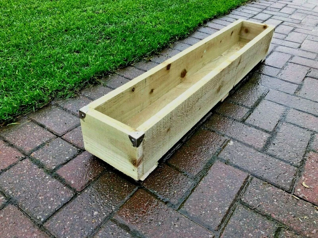 1FT-6FT RUSTIC WOODEN Patio Planter - Window Box Timber Trough Garden Flower Tub £23.00 ...