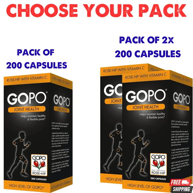 GOPO 200 CAPSULES Rose-hip with Vitamin C Supports Joints & Bones Fast ...