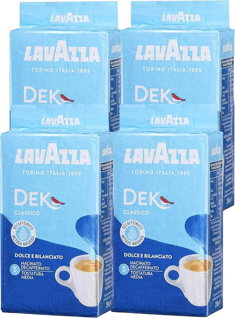 LAVAZZA DEK DECAFFEINATED Natural Method Ground Coffee 250g (Pack of 4 ...