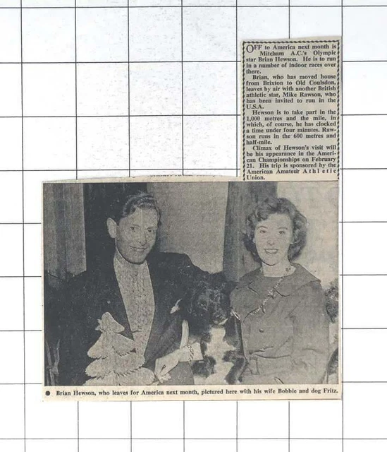 1959 MITCHAM ATHLETE Brian Hewson With Wife Bobbie And Dog Fritz EUR 6 ...