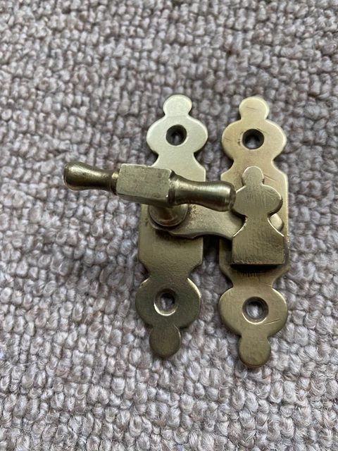 RARE VICTORIAN BRASS Lock Cupboard Latch Cabinet Window Catch Keep Box ...