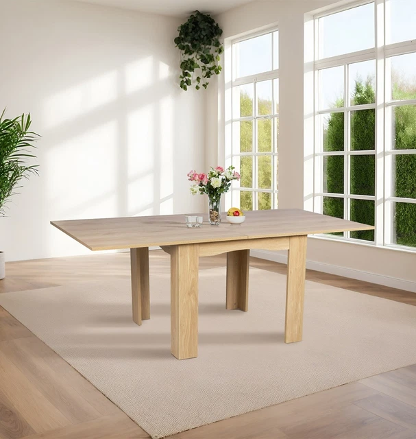 DINING TABLE, OAK Effect Flip Top Extending Table, Wooden Foldable ...