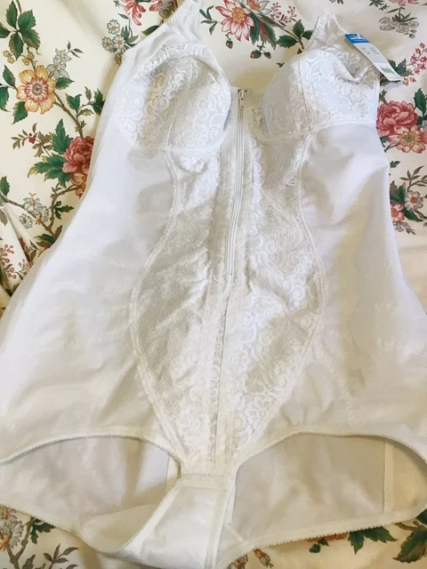 NATURANA 46DD WHITE Pantie Corselette With Zip Shapewear Bodyshaper ...