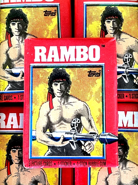 1985 TOPPS RAMBO FIRST BLOOD PART 2 Movie 🍿 PACK 9 Cards 1 Sticker 1 ...