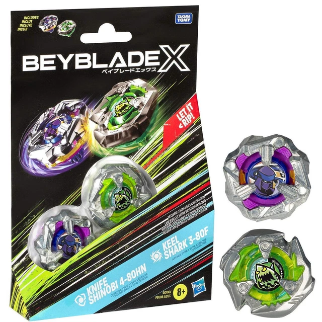 BEYBLADE X – Gen 4 Dual Pack 1 – Knife Shinobi 4-80HN & Keel Shark 3 ...