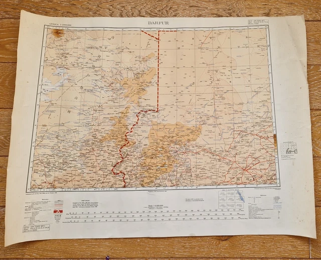 VINTAGE MILITARY MAP Darfur Africa Desert War office edition 1958 Zomba ...
