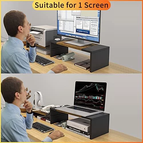 WESTREE DUAL MONITOR Stand - Monitor Stand Riser - 2 Shelf Computer ...