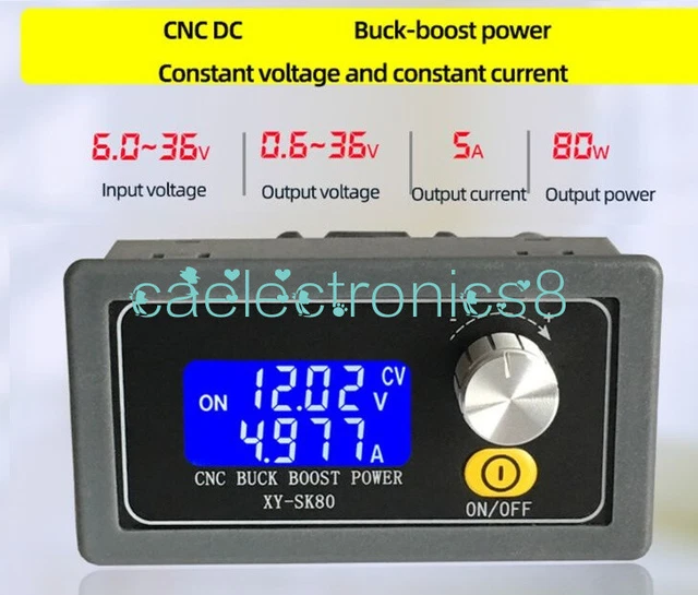 ADJUSTABLE REGULATED POWER Supply DC Buck Boost Converter 5A Power ...