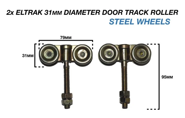 ELTRAK SHED DOOR Track Roller 4 Wheel Steel Carriage 31mm Diameter ...
