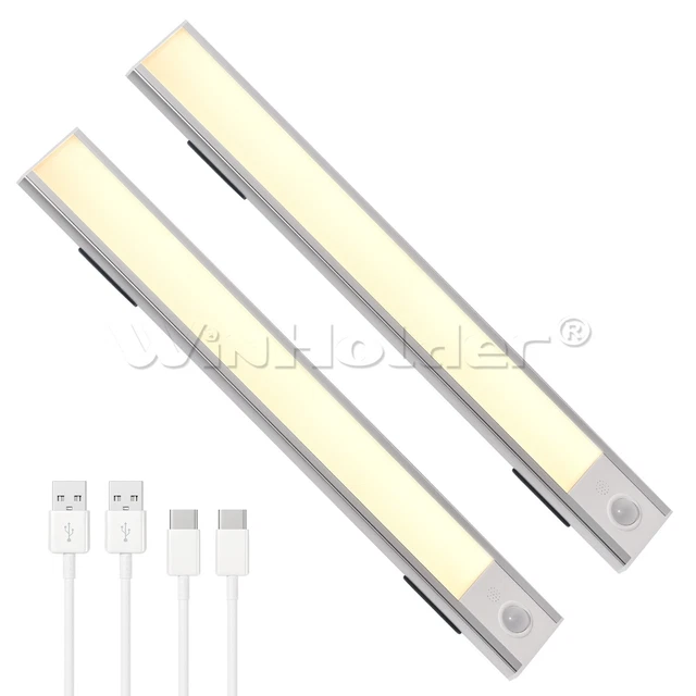 4X 30CM LED Motion Sensor Light USB Type-C PIR Night Magnet Wireless ...