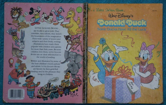 LITTLE GOLDEN BOOK:WALT Disney's DONALD DUCK All the Luck #102-63 PINK ...