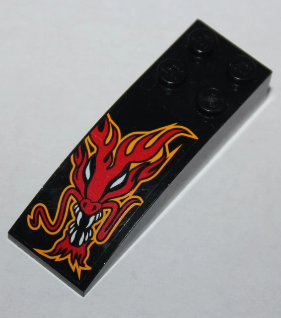 LEGO BLACK SLOPE Curved with Red Dragon Head Pattern (Sticker) 44126 ...