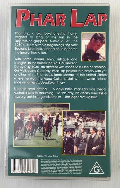 PHAR LAP VHS Video (Rare) $75.00 - PicClick AU