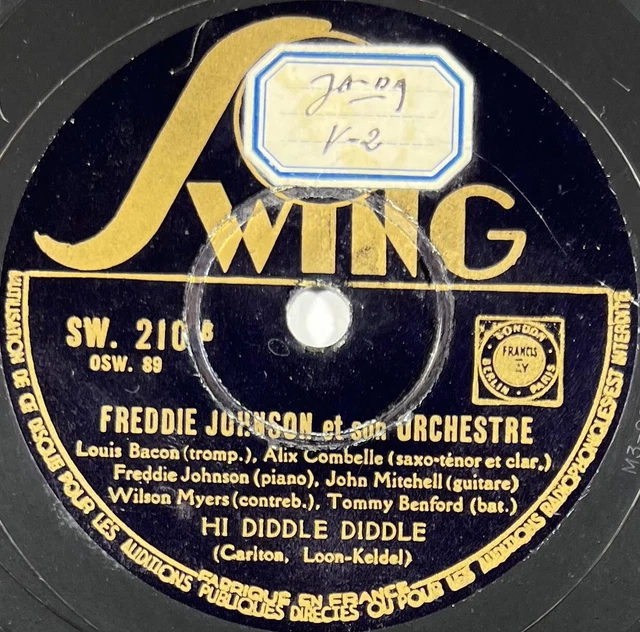FREDDIE JOHNSON : Ain't misbehavin' / Hi diddle... 78 tours rpm SWING ...