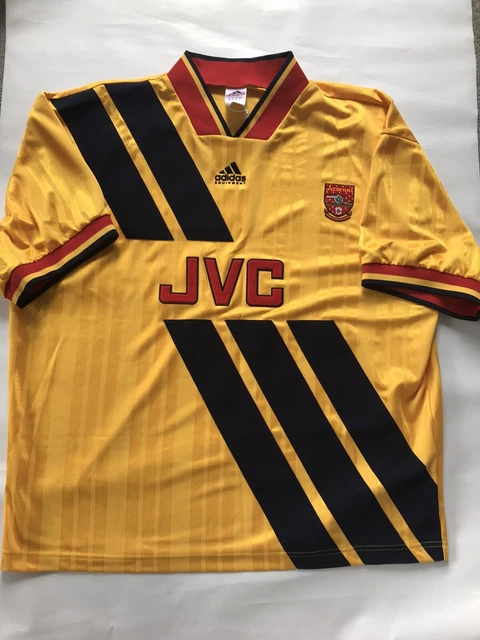 ARSENAL 93/94 ORIGINALS Shirt Adidas Yellow Away Retro Football Jersey ...