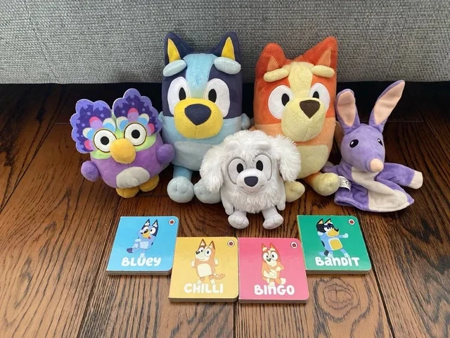 BLUEY PLUSH BUNDLE Talking Bluey & Bingo Bob Bilby Lila & Chattermax ...
