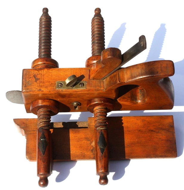 ANTIQUE HARDWOOD SCREW Stem Plough Plane With Handle. Isaac Sorby ...