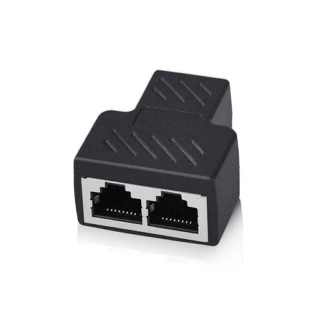 2 PORT RJ45 Splitter Adapter LAN Network Ethernet Cable Plug 1X ...