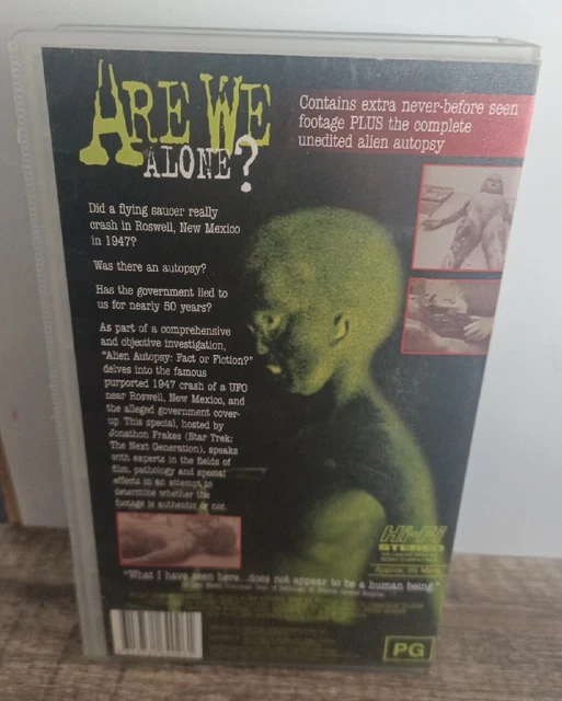 ALIEN AUTOPSY - Fact Or Fiction [VHS] Video Tape 1995 Sci-Fi VGC EUR 11 ...