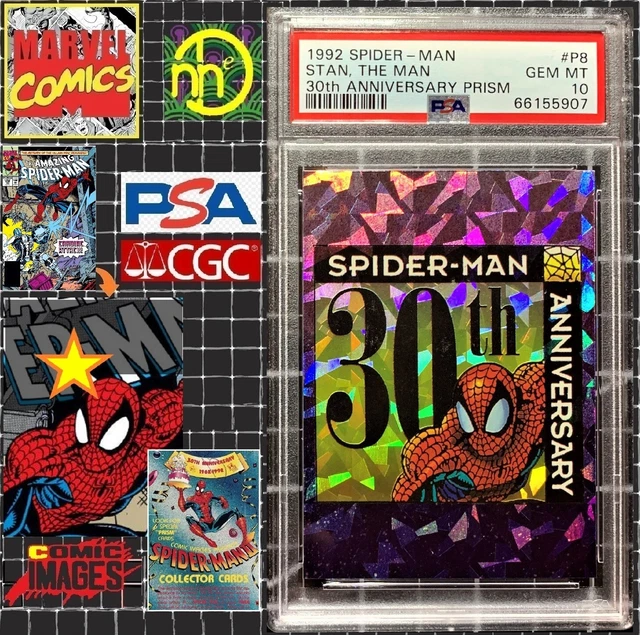 1992 MARVEL COMIC Images Spider-Man 30th Anniversary Prism #P8 PSA 10 ...