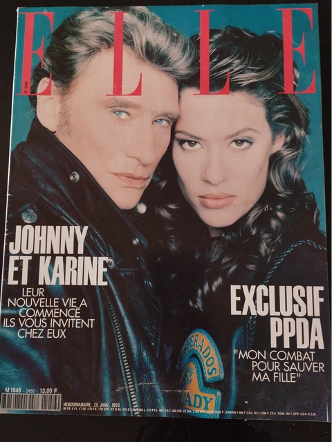 ELLE MAGAZINE 25/01/1993; Johnny Hallyday et Karine/ PPDA/ Lingerie ...