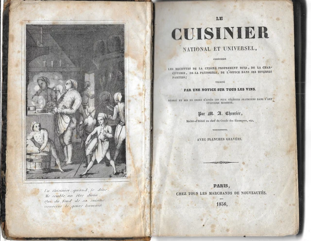 LE CUISINIER NATIONAL et universel - A. Chevrier 1836 très rare et ...