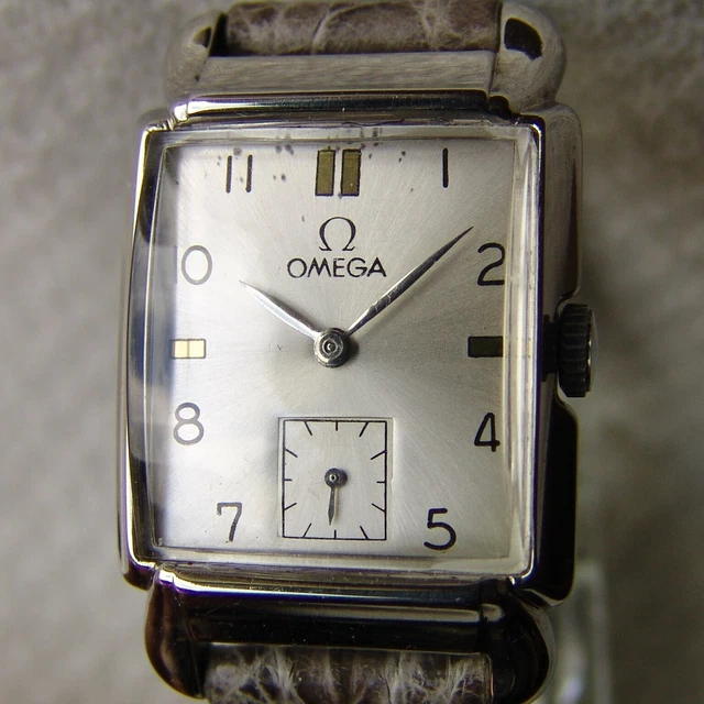 MEN'S GOOD CONDITION rectangular OMEGA steel VINTAGE WRISTWATCH WWII ...