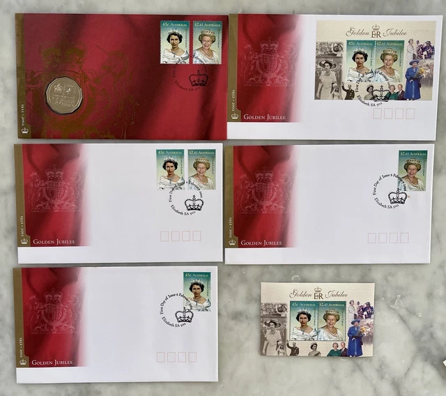 QUEEN: GOLDEN JUBILEE 1952-2002, FDC Mini Sheet, Coin, Complete ...